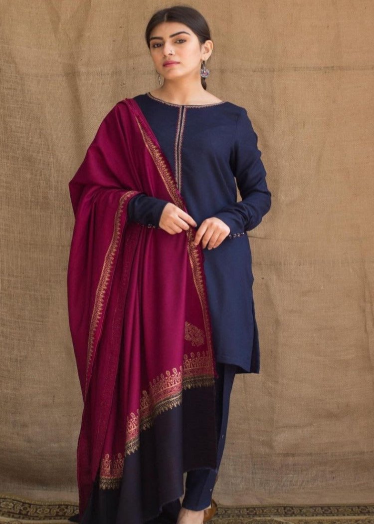 Berry Bule M-embroidered 3Pc ZB-292 – Bursa